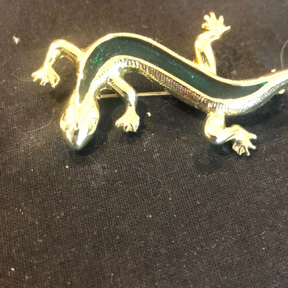 Jewelry | Gecko Pin With Green And Gold | Poshmark